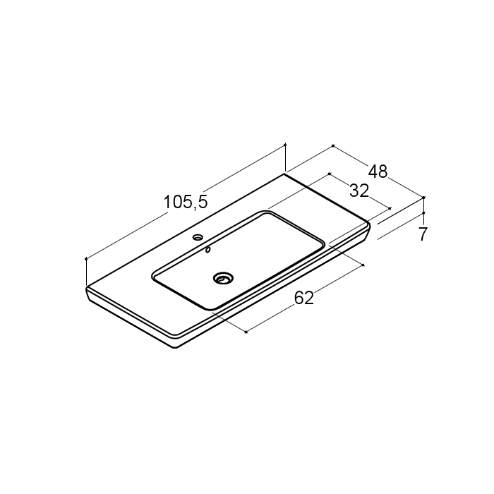 Scanbad Multo+ Lotto 105 x 48 cm porcelænsvask i blank hvid