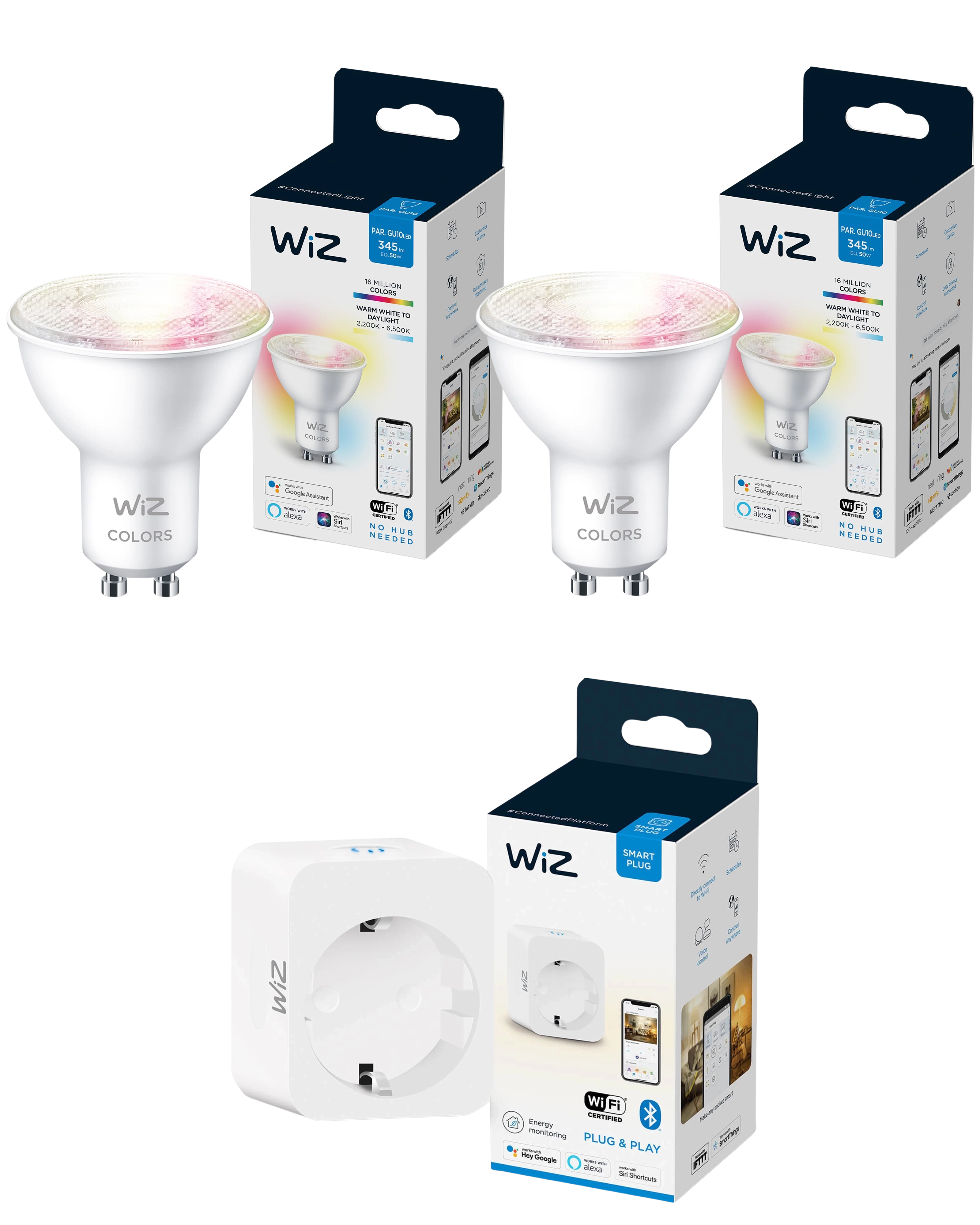 WiZ GU10 Colors and Tunable White 2-pak + Smart Plug