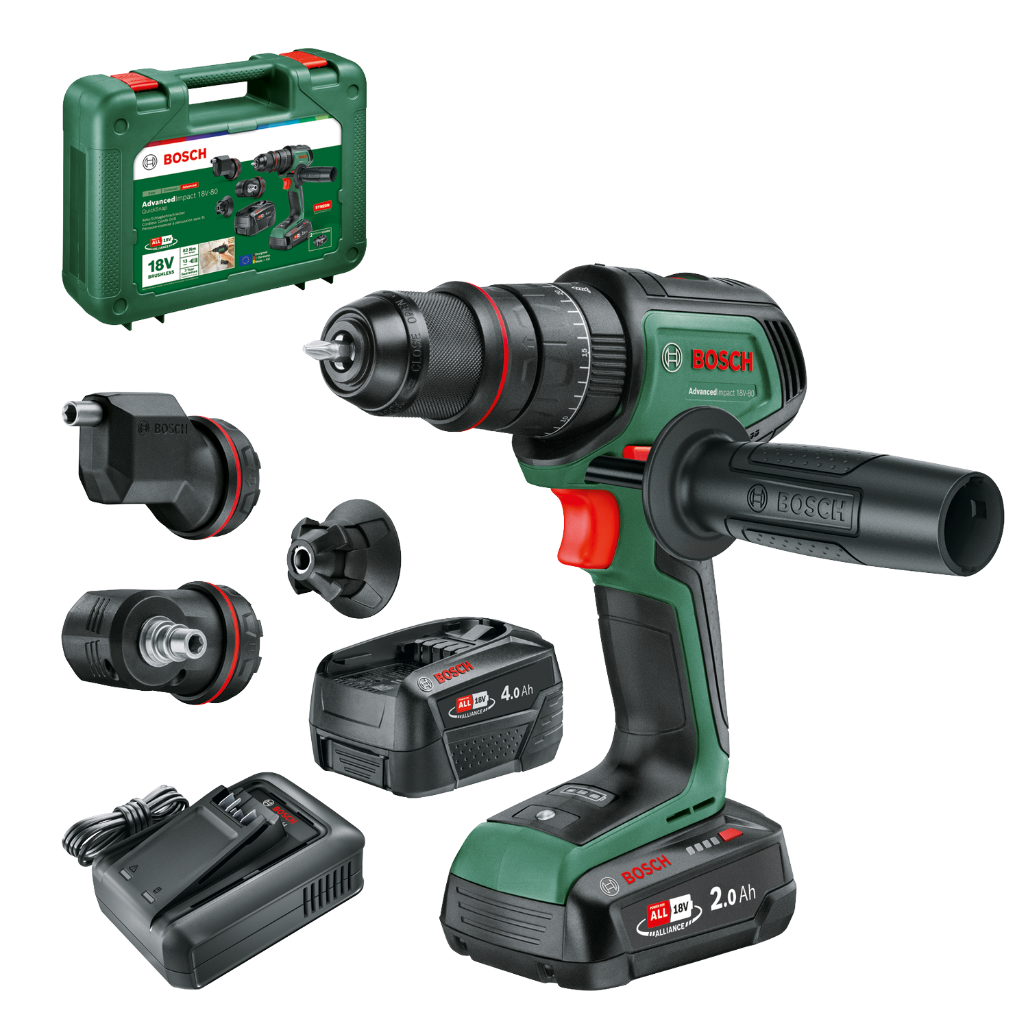 Bosch Advanced Impact 18V-80 QuickSnap Slagbore-/skruemaskine med 2,0/4 ...