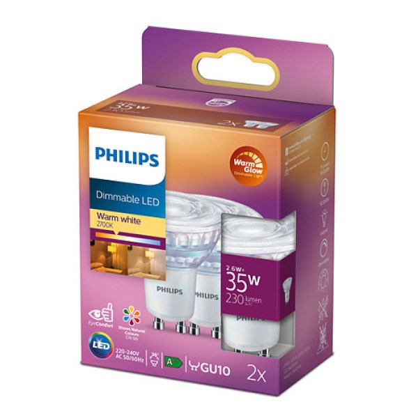 Philips LED spot 35W GU10 - 2 pak