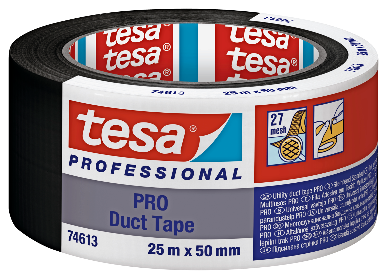 Tesa Lærredstape Duct Tape Pro Sort 25Mx50Mm