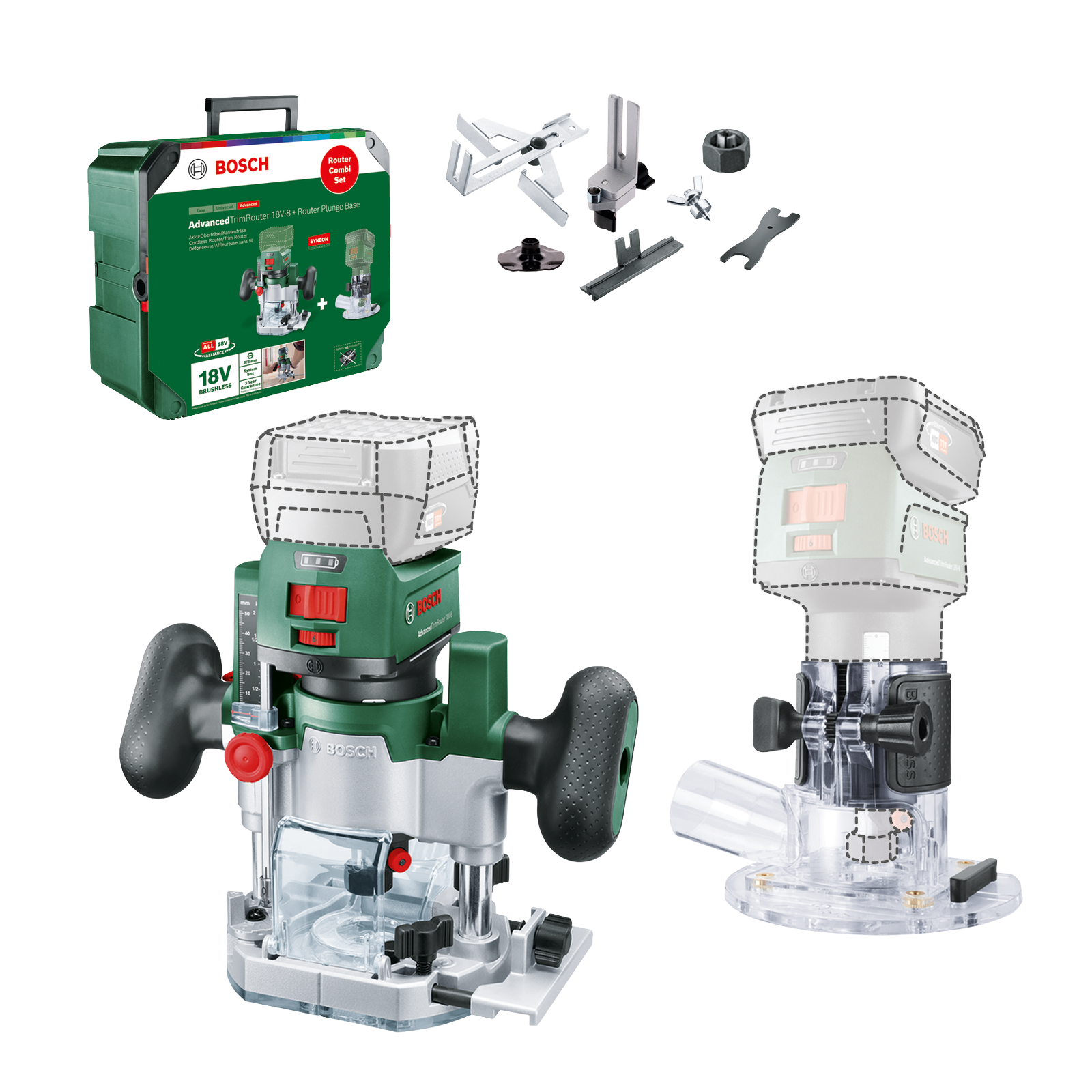 Bosch Advanced TrimRouter 18V-8 Overfræser – Solo med tilbehør