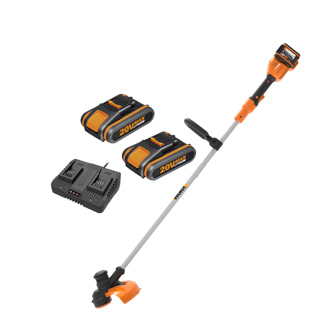 Worx WG183E 20V PowerShare Græstrimmer 2x20V med 2 stk. batteri og lader