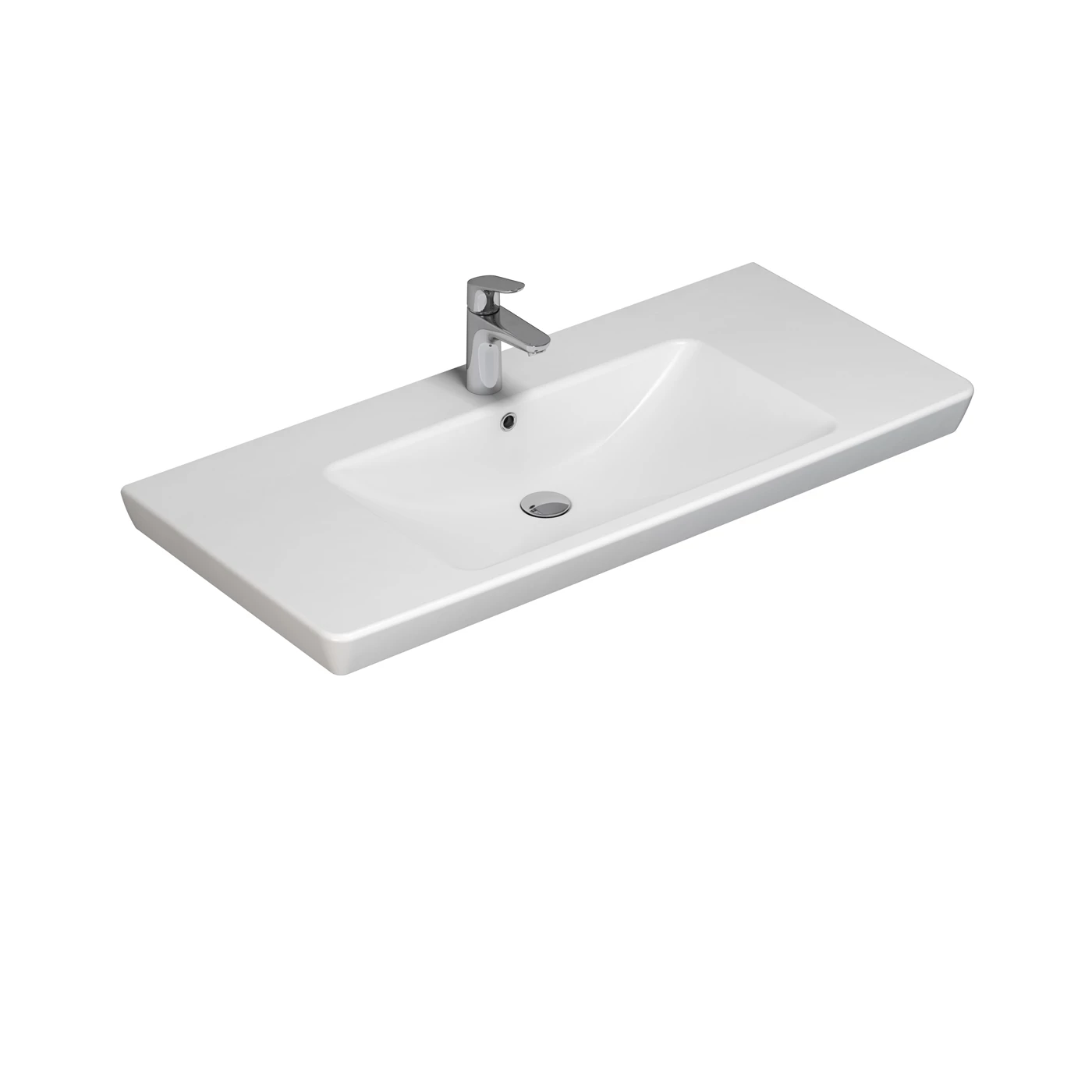 Scanbad Multo+ Lotto 105 x 48 cm porcelænsvask i blank hvid