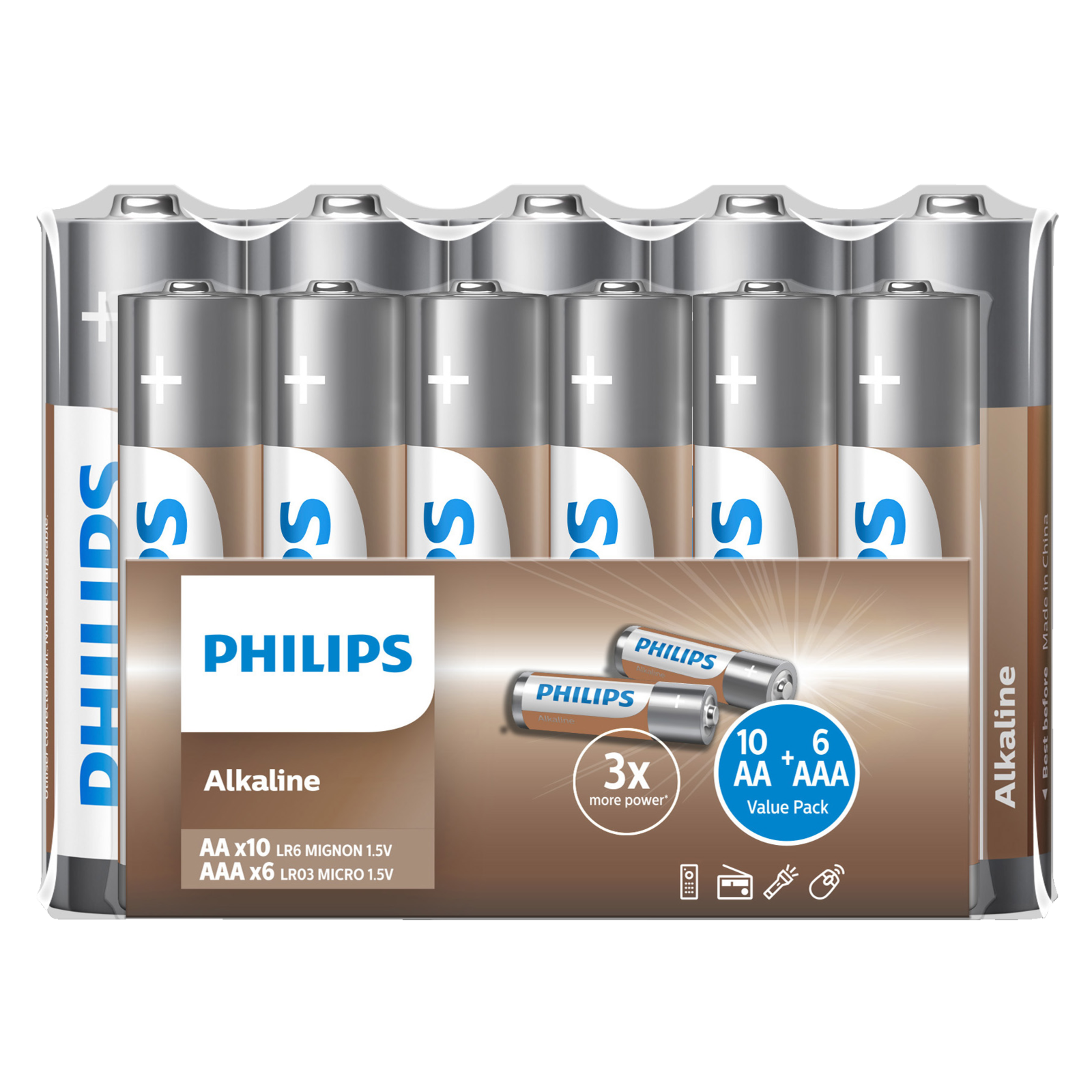 Philips AA+AAA Batteri - 16 stk.